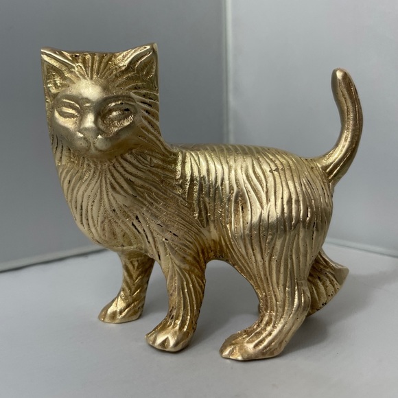 Vintage | Art | Vintage Brass Kitty Cat Figurine | Poshmark